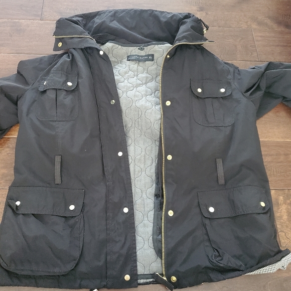 Zara | Jackets & Coats | Zara Black Spring Jacket With Gold Details ...